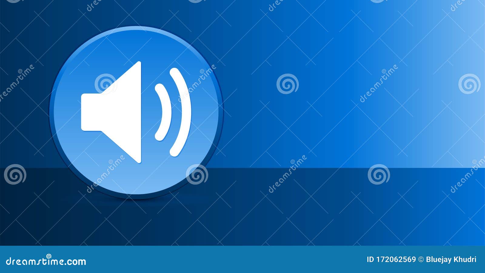 Volume Speaker Icon Glassy Modern Blue Button Abstract Background Stock ...