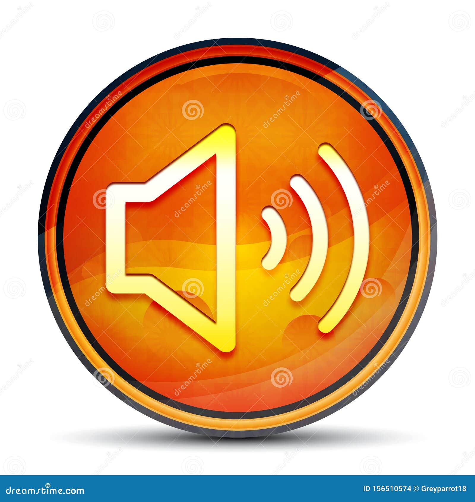 Volume Speaker Icon Shiny Bright Orange Round Button Illustration Stock ...