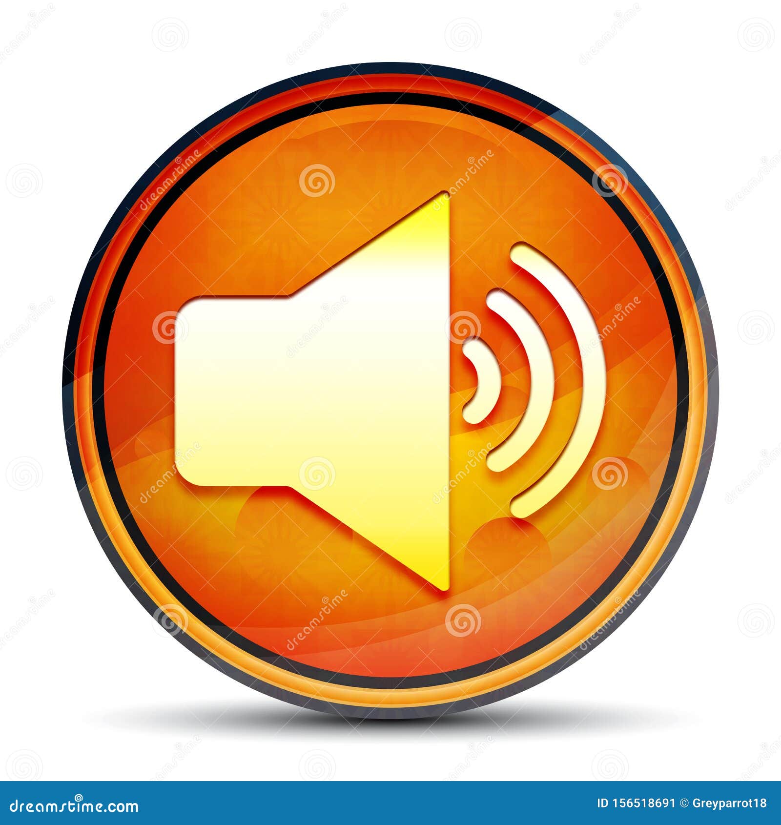 Volume Speaker Icon Shiny Bright Orange Round Button Illustration Stock ...