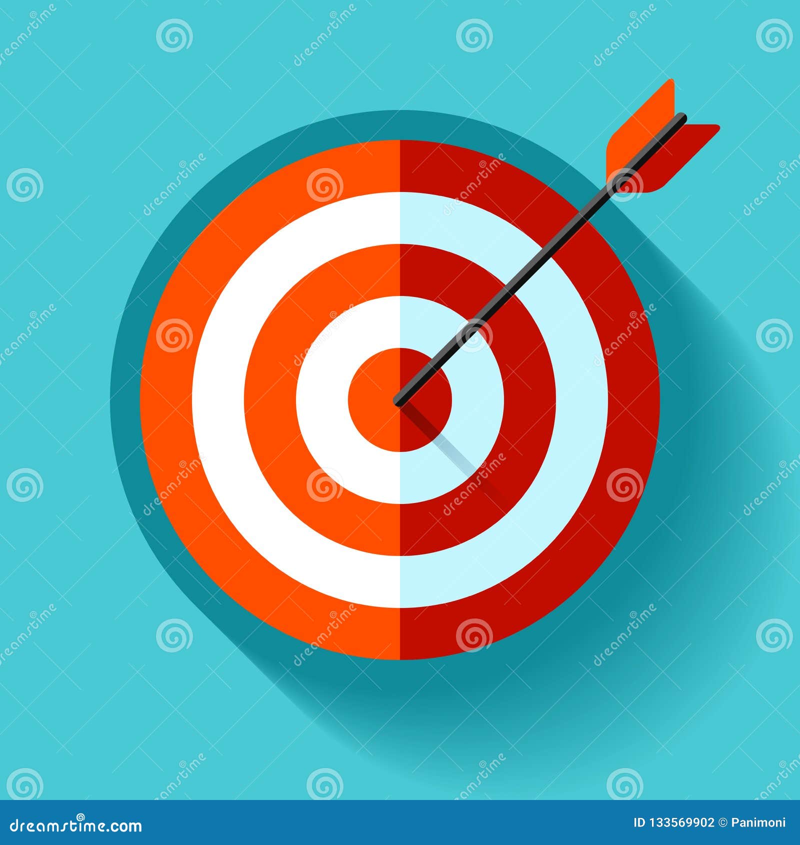 Volume Target Icon in Flat Style on Color Background. Arrow in the ...