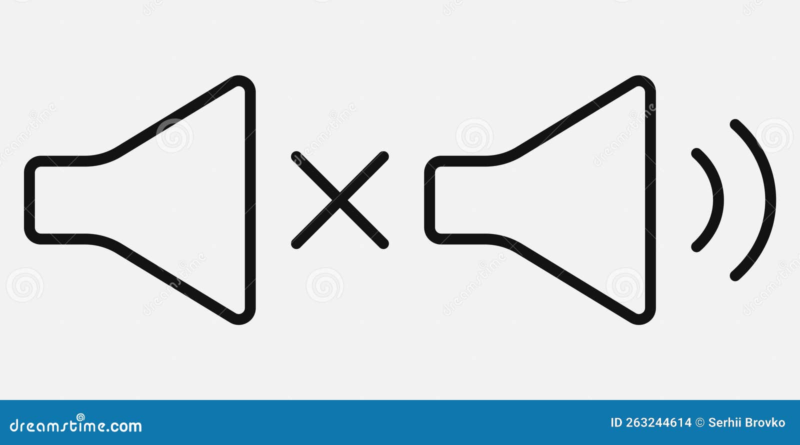 Volume Voice Control on Off Mute Symbol. Vector Illustration Stock ...
