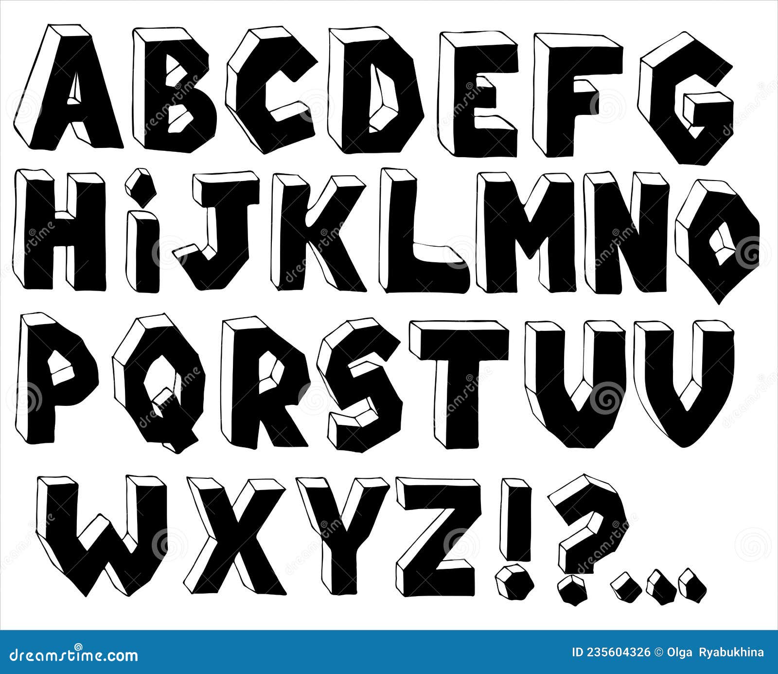 Volumetric Alphabet. Vector 2 Stock Vector - Illustration of alphabet ...