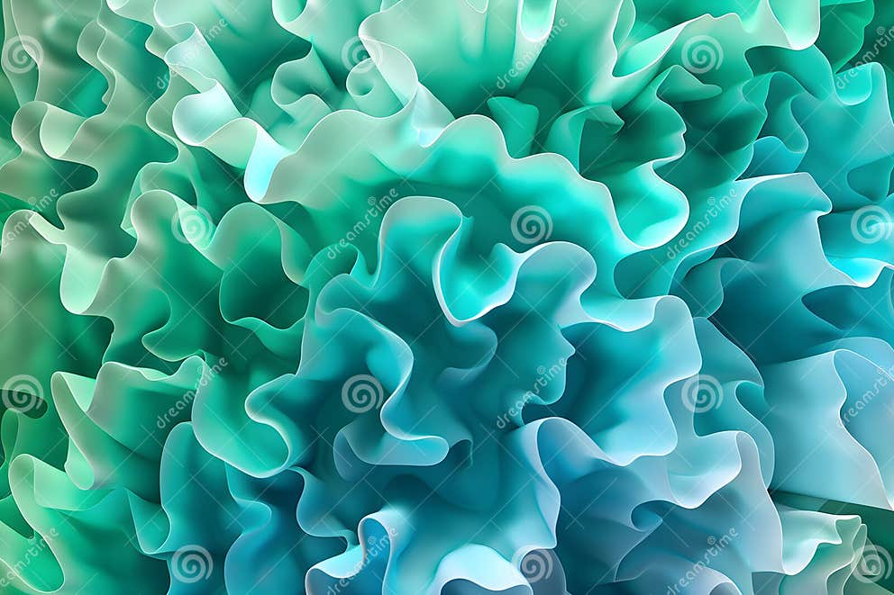 Volumetric Background with Abstract Waves and Green-turquoise Gradient ...