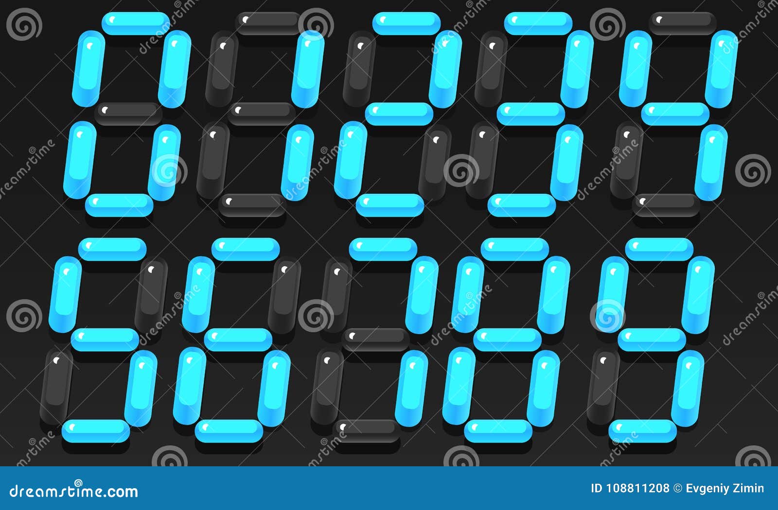 Electronic numbers stock vector. Illustration of three - 108811208