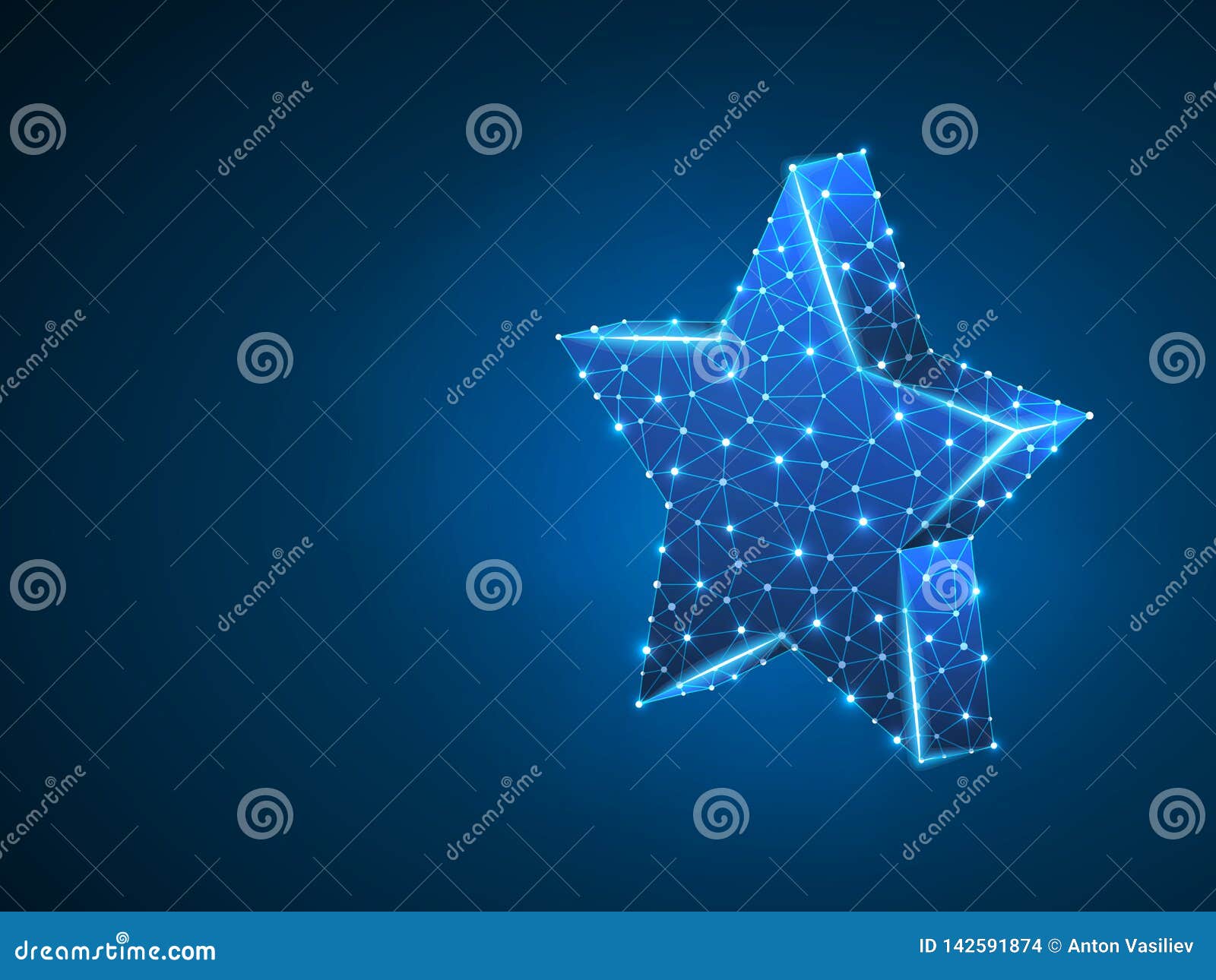 Volumetric 3d Star with Five Rays. Vector Neon Polygonal Space Low Poly ...