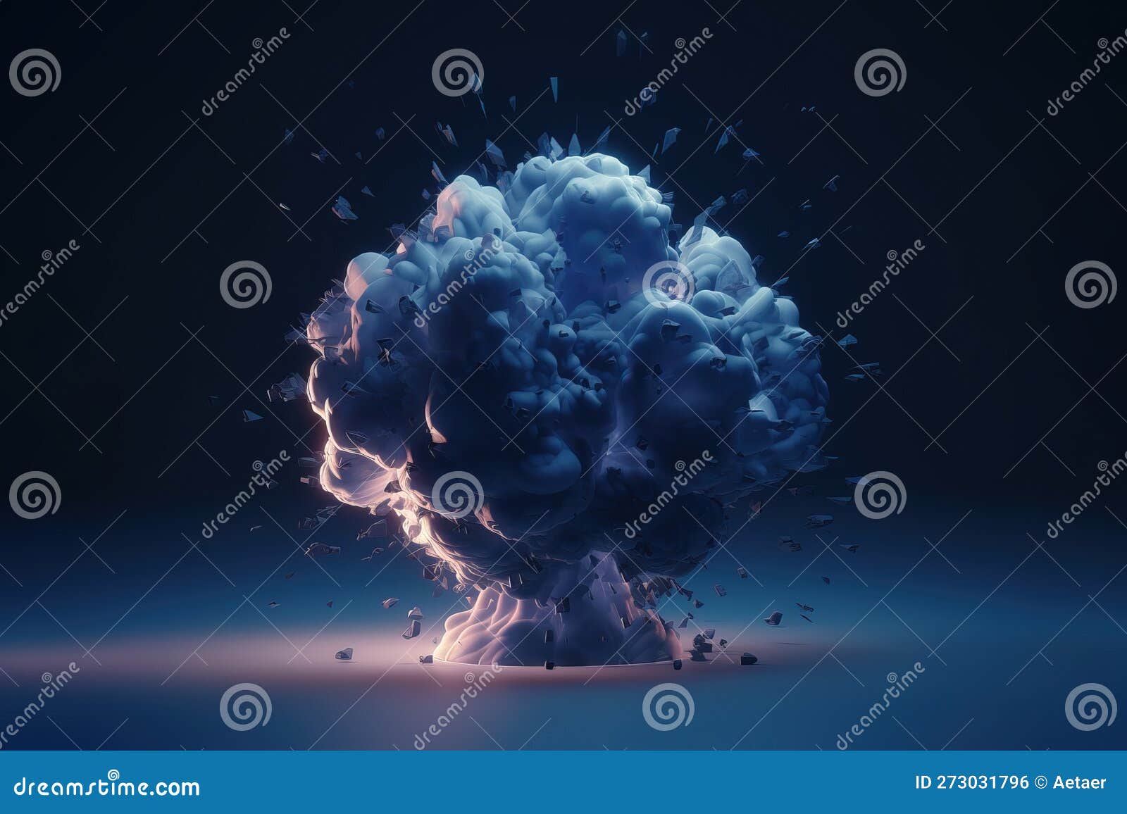 Volumetric Explosion on Dark Blue Background, Dynamic Particles ...