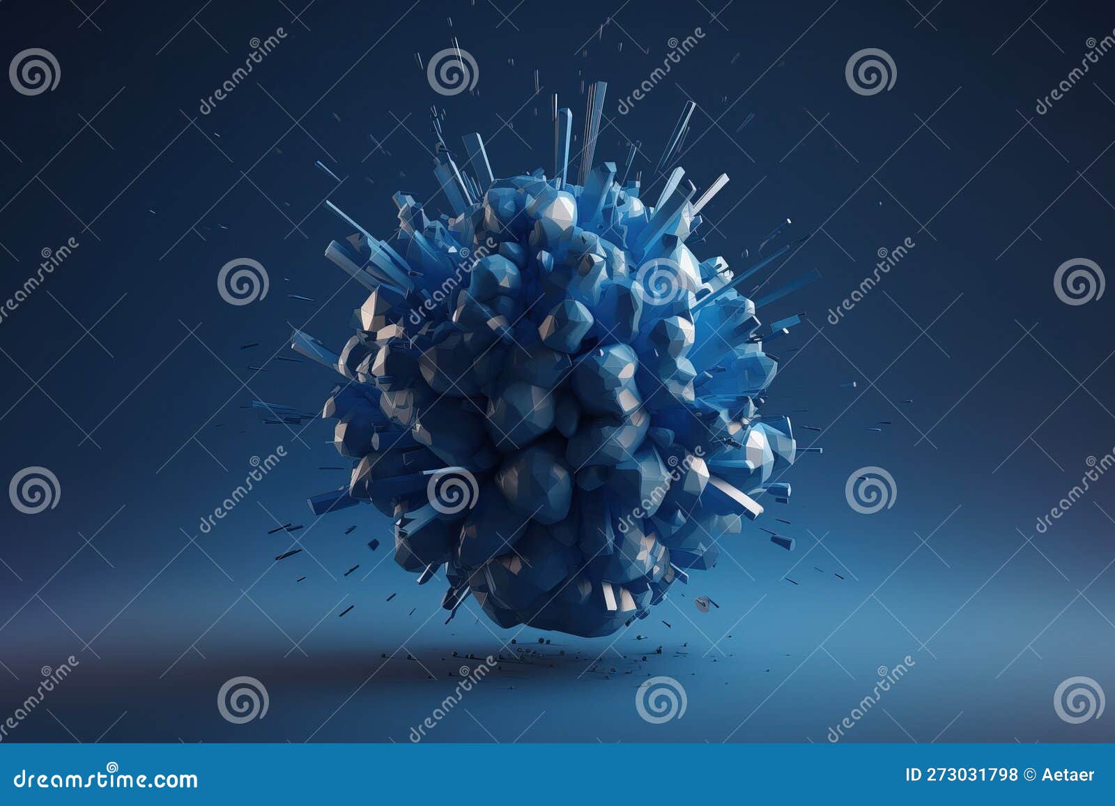 Volumetric Explosion on Dark Blue Background, Dynamic Particles ...