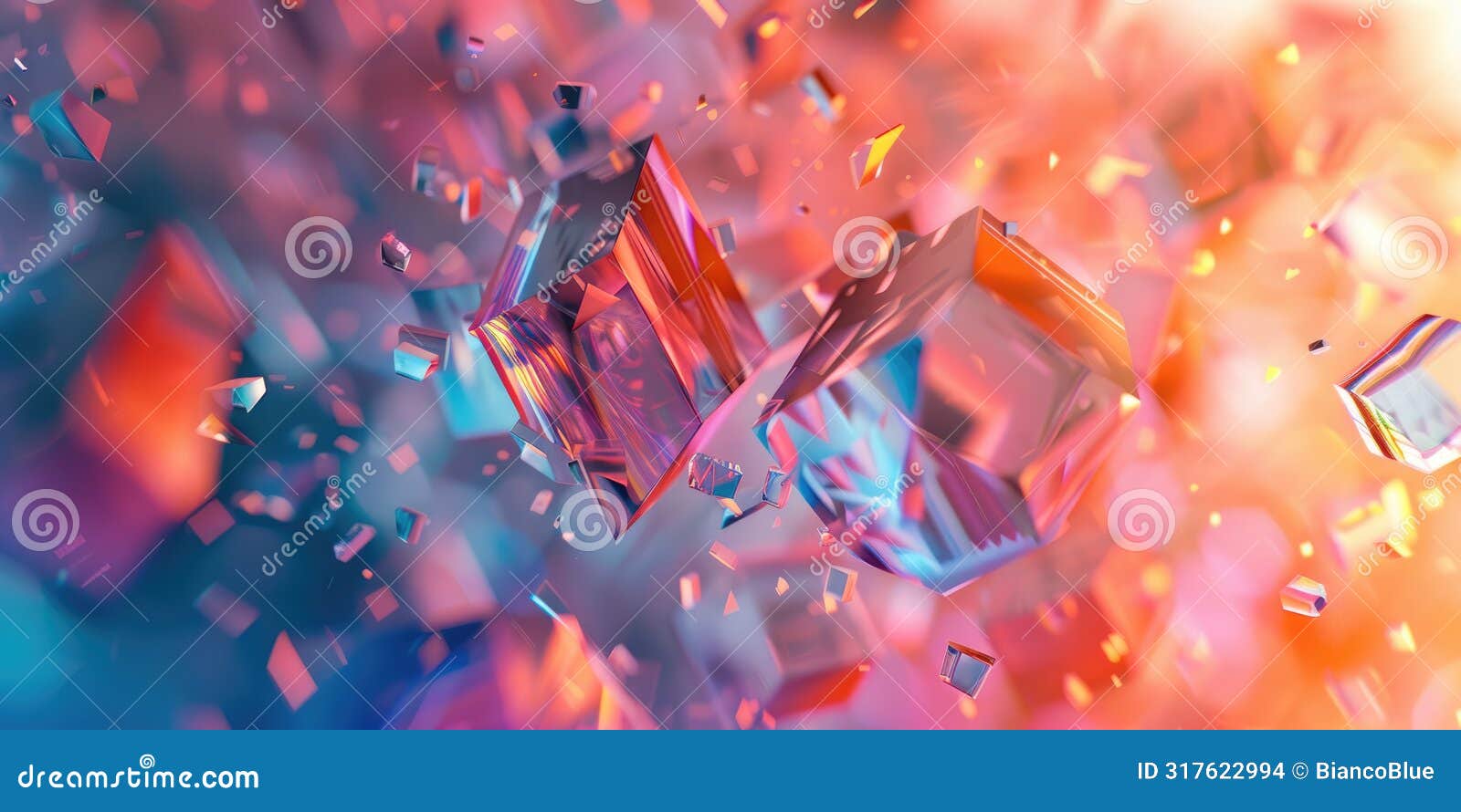 Volumetric Explosion of Glass Cubes AIG51A Stock Illustration ...