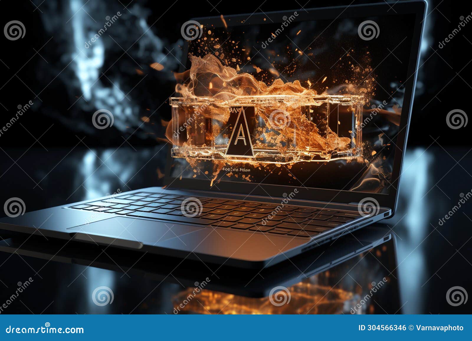 Volumetric Fire Screensaver of Artificial Intelligence in a Laptop ...