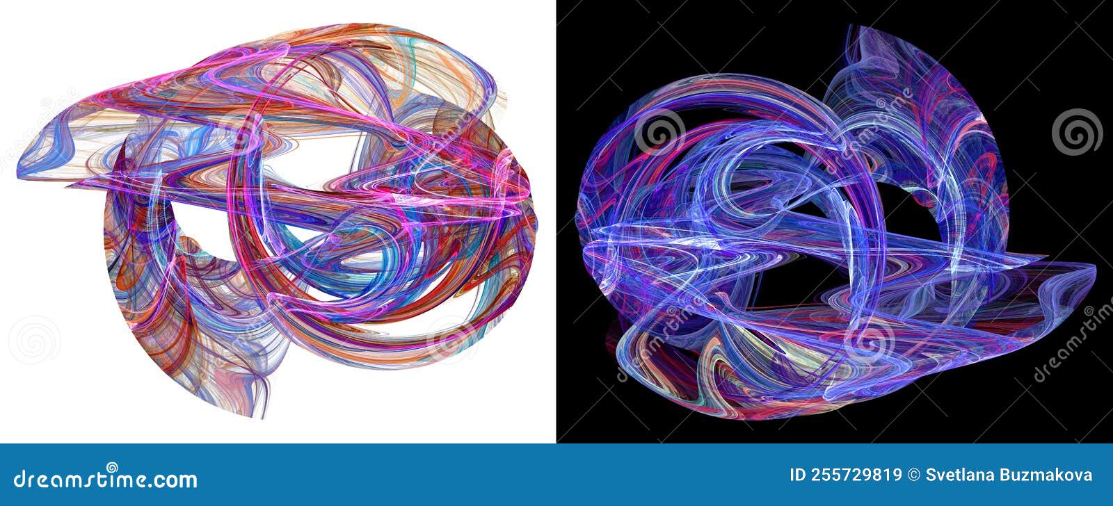 Volumetric Fragile Transparent Flowing Forms on White and Black ...