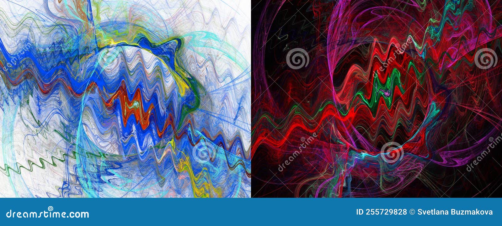 Volumetric Fragile Transparent Flowing Forms on White and Black ...