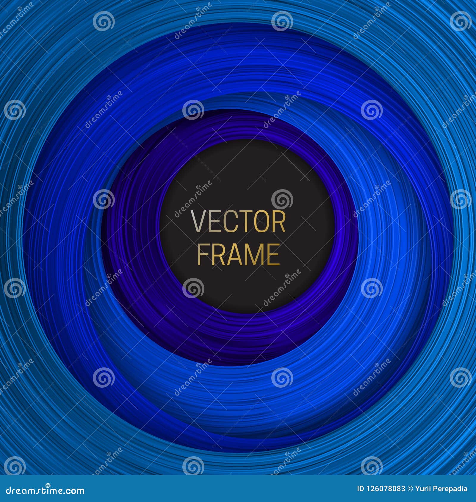 Volumetric Frame on Shades of Blue Background. Trendy Packaging Design ...