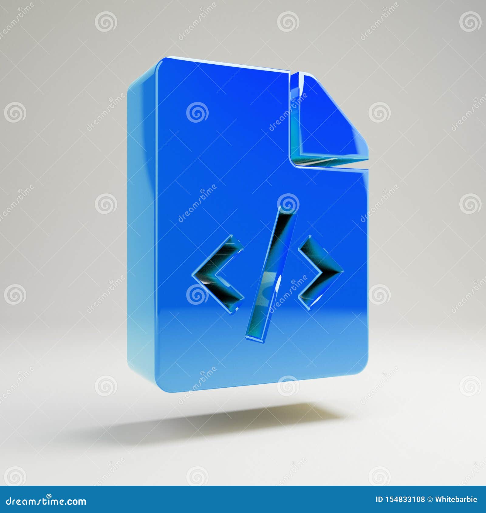 Volumetric Glossy Blue File Code Icon Isolated on White Background ...