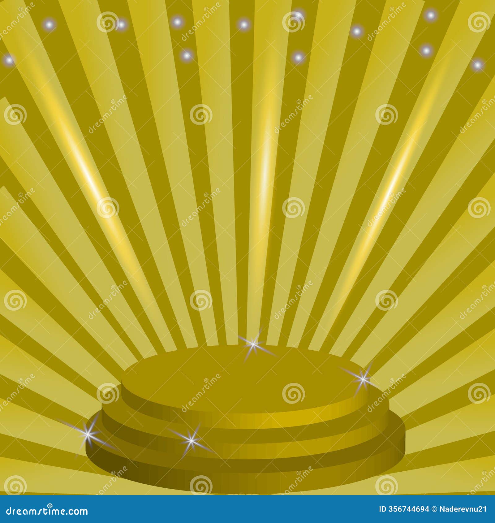 A Volumetric Golden Pedestal in Golden Rays Stock Vector - Illustration ...