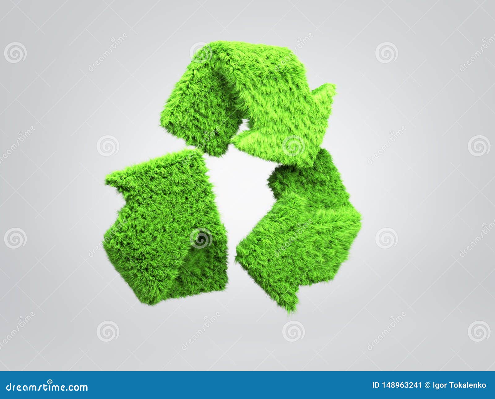 Volumetric Green Grass Coated Recycling Sign As Tree 3d Render On Blue ...