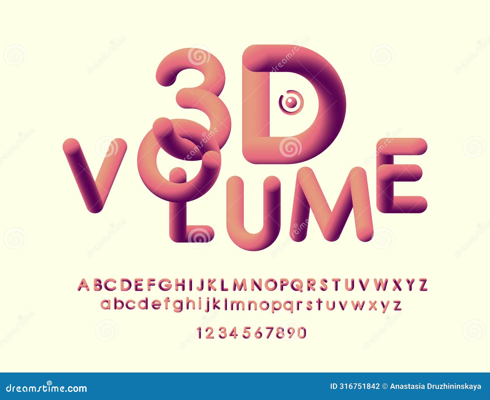 Volumetric Letters, 3D Alphabet, in Pink Tones Stock Vector ...