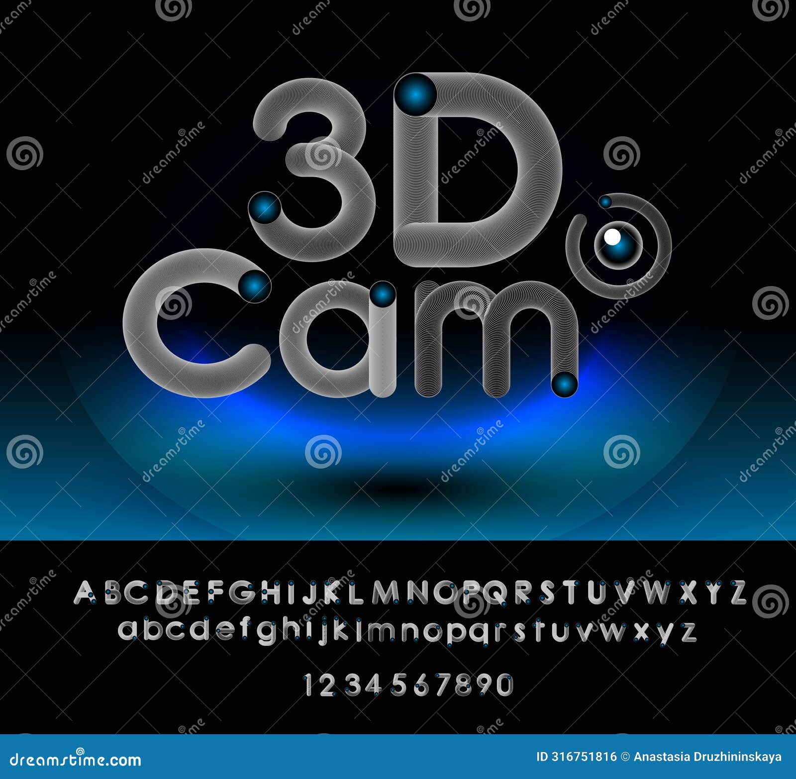 Volumetric Letters 3D Illusion Effect, Camera Effect Stock Vector ...