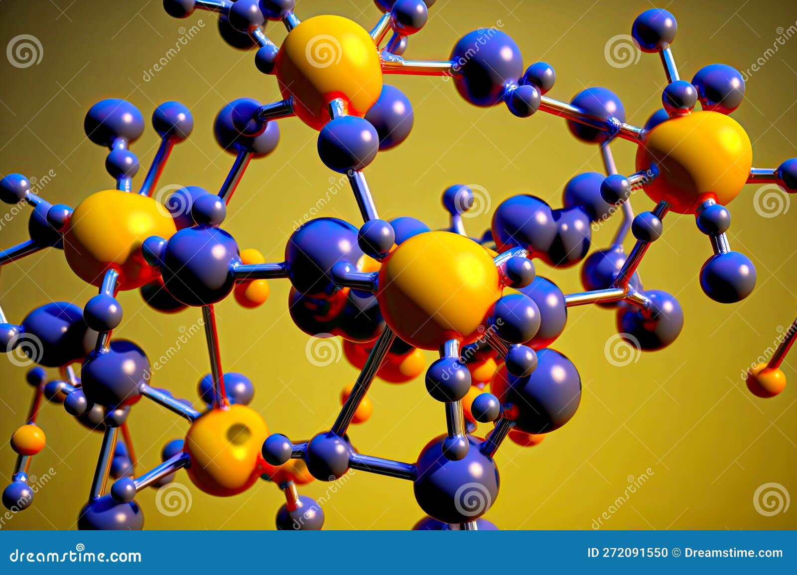 Volumetric Model of Chemical Structure Molecule Closeup with Atomic ...