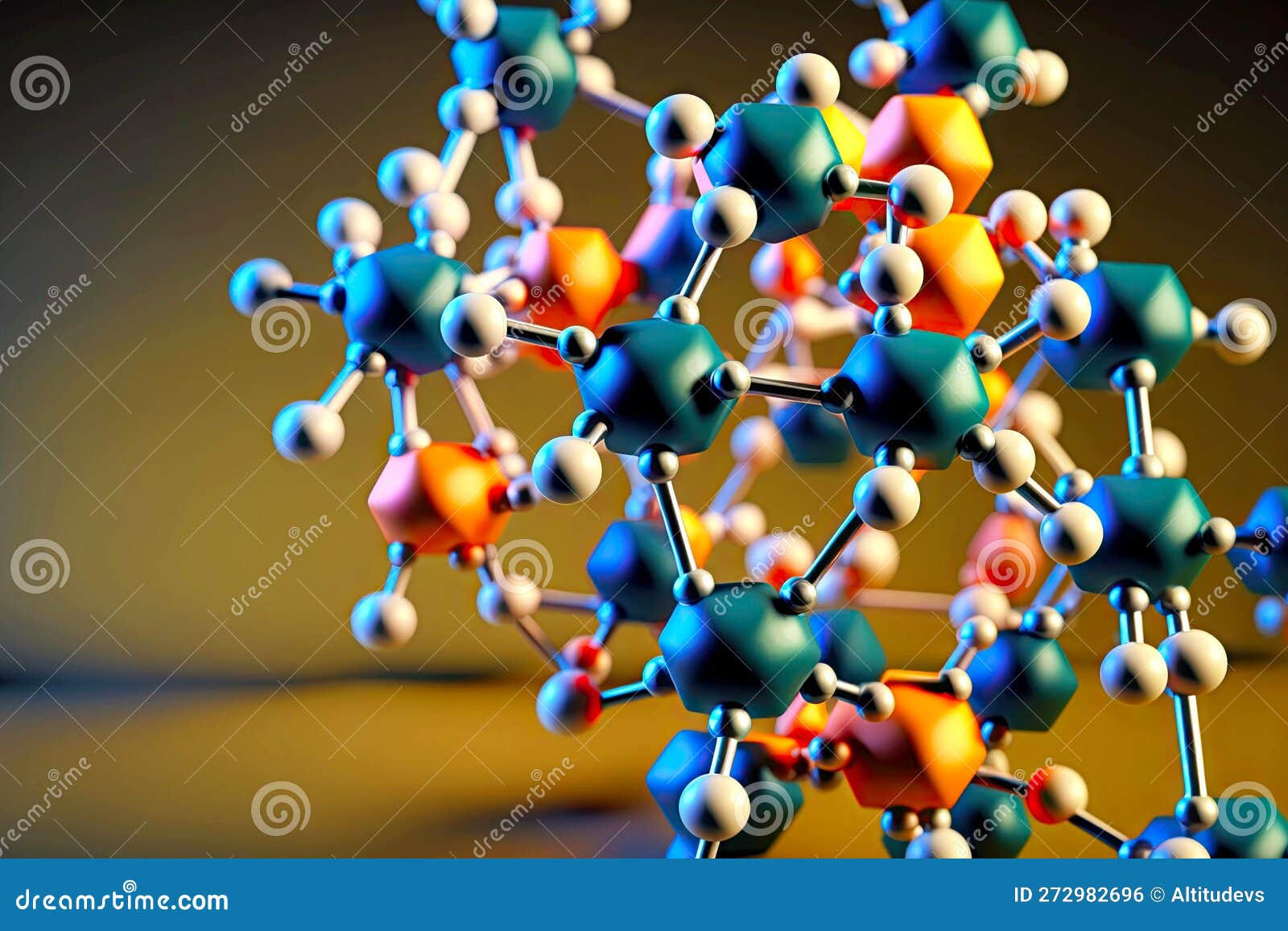Volumetric Model of Chemical Structure Molecule Closeup with Atomic ...