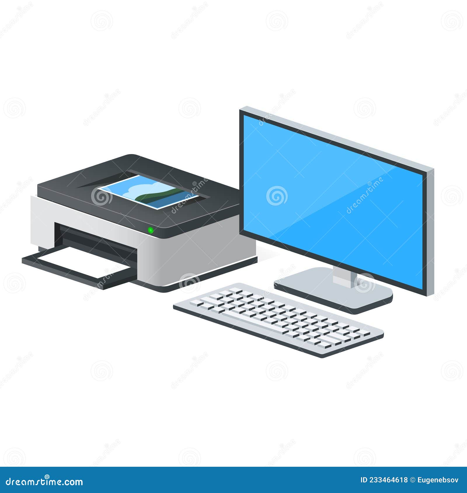 Volumetric Personal Computer or System Unit with Monitor and Keyboard ...