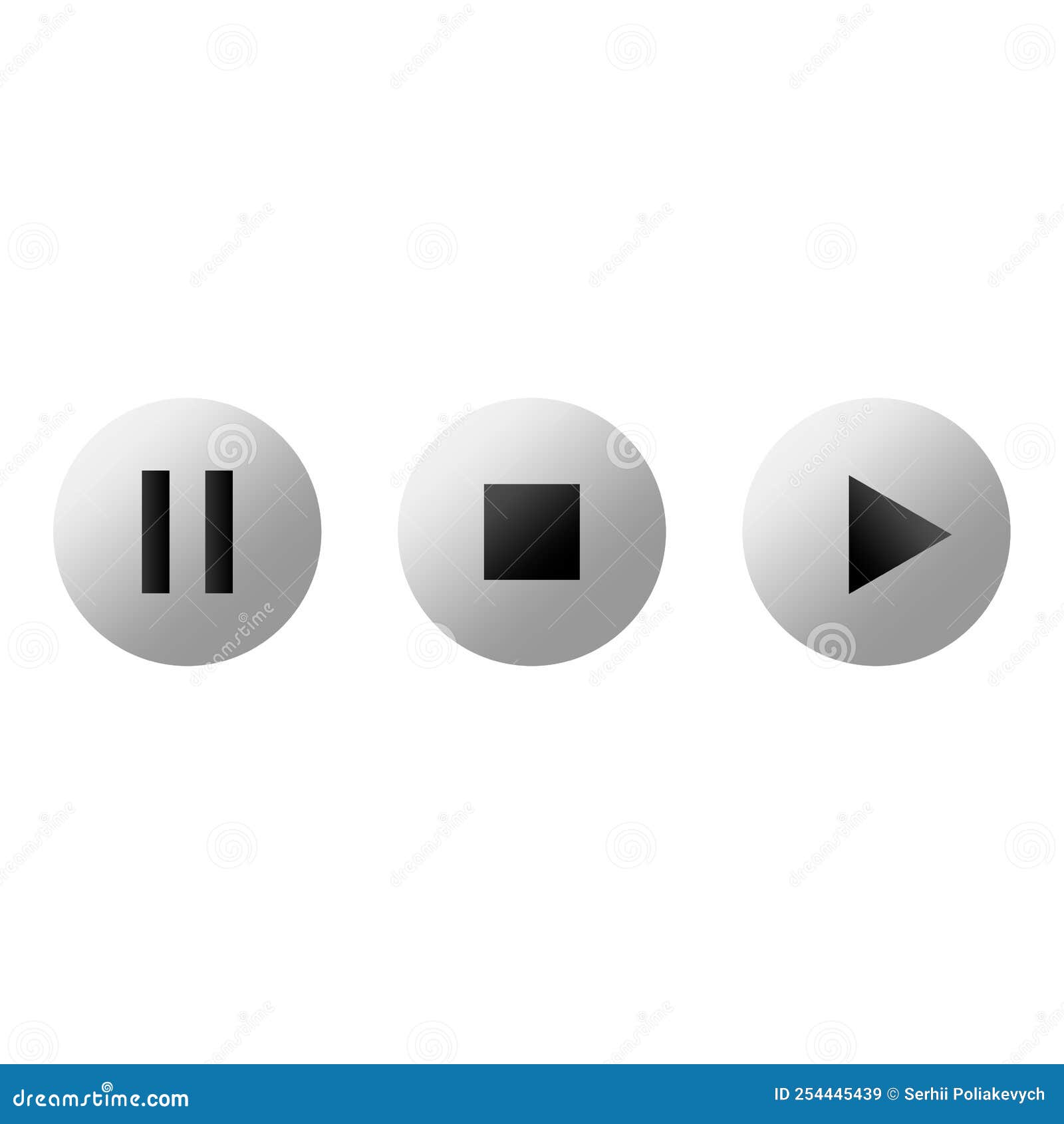 Volumetric Play Stop Buttons. Computer Interface. Vector Illustration ...