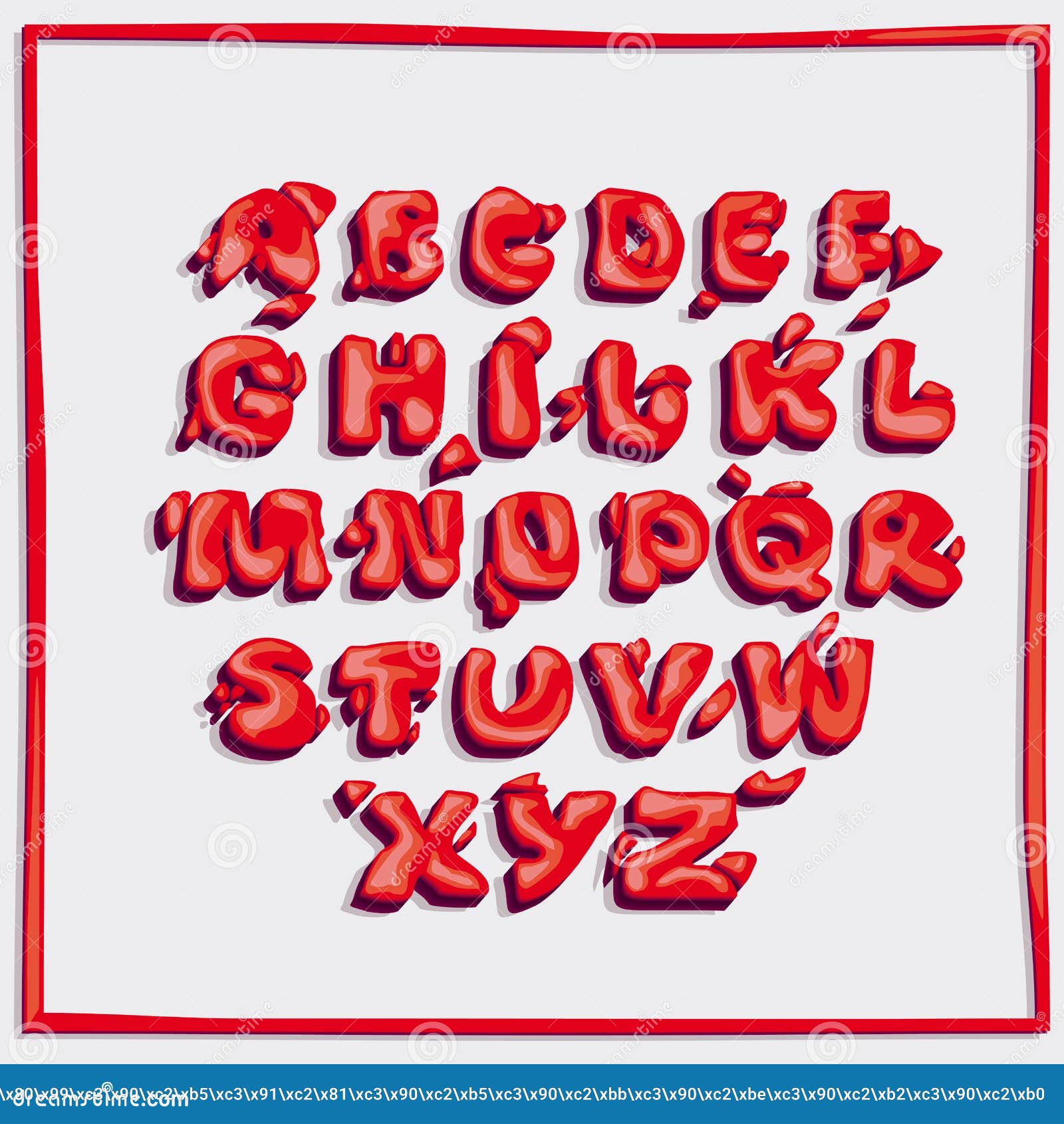 Volumetric Shiny Letters of Irregular Shape, Bright Red Stock Vector ...