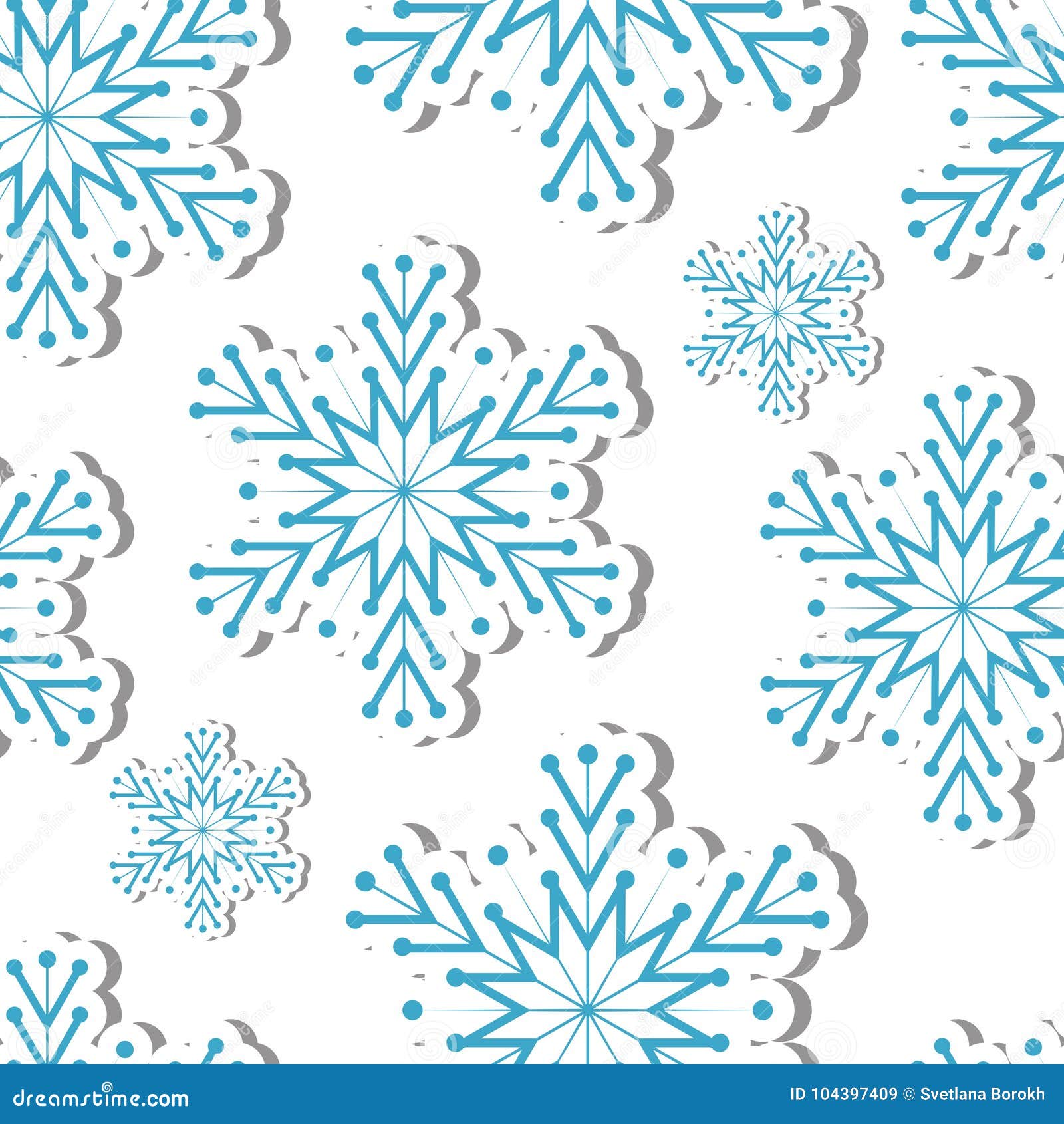 Volumetric Snowflakes Seamless Pattern. New Year`s Snow Endless ...