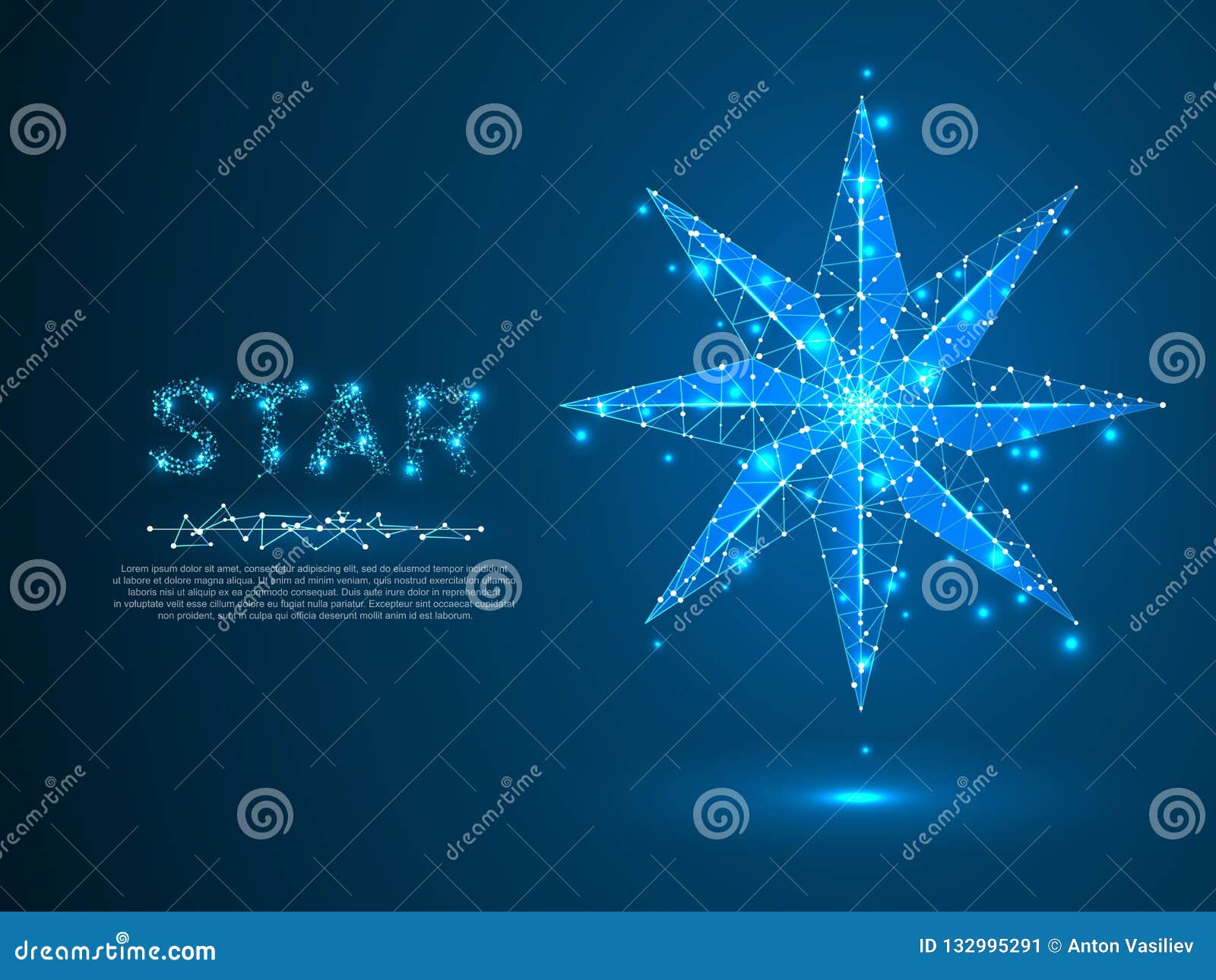 Volumetric Star with Eight Rays. Polygonal Space Low Poly with ...
