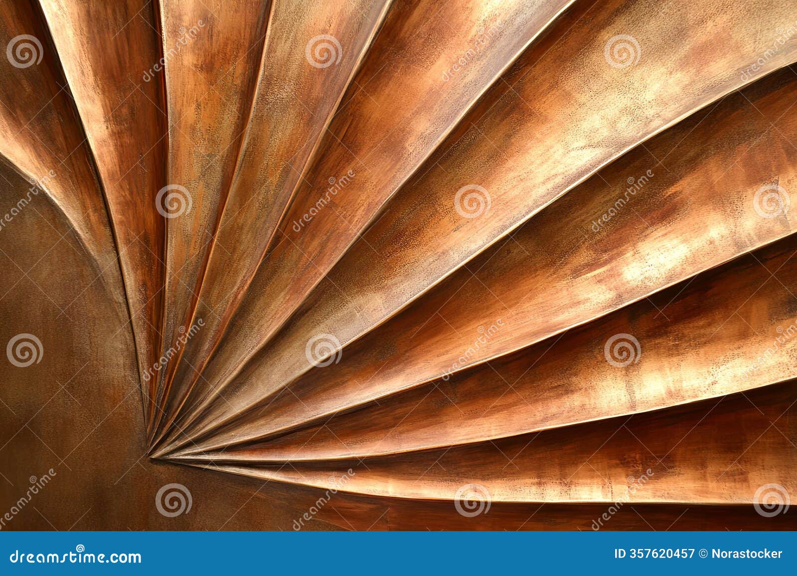 Volumetric Stucco Panel of Abstract Rays in Matte Copper. Art Stock ...