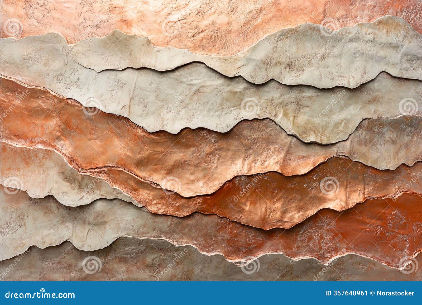 Volumetric Stucco Panel of Cliff Layers in Frosted Copper. Art Stock ...