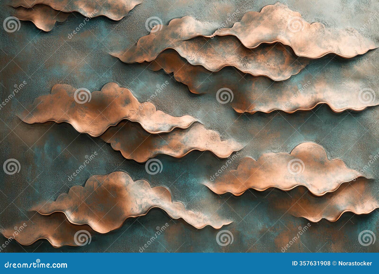 Volumetric Stucco Panel of Cloud Layers in Matte Copper. Art Stock ...