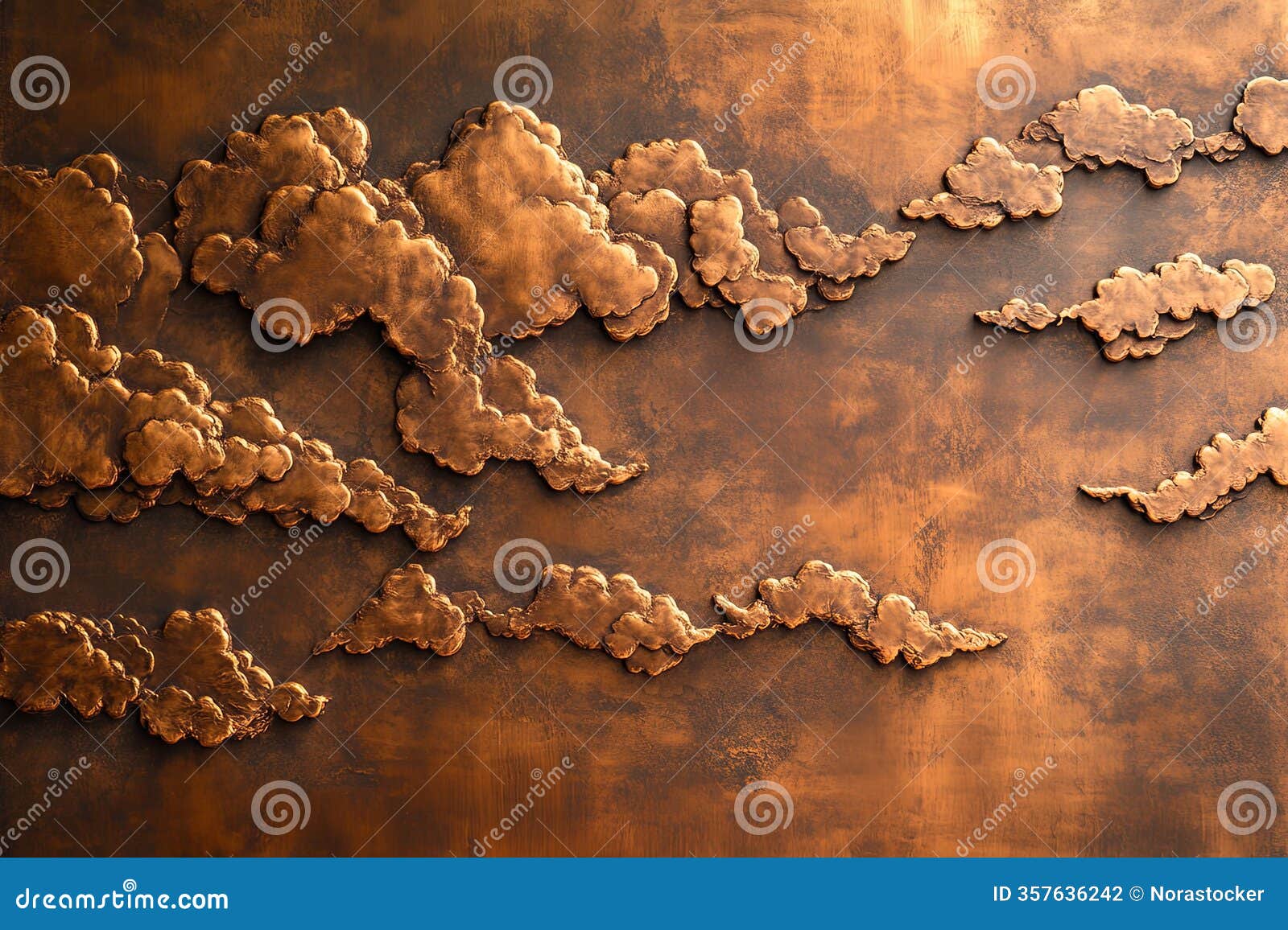 Volumetric Stucco Panel of Cloud Layers in Matte Copper. Art Stock ...