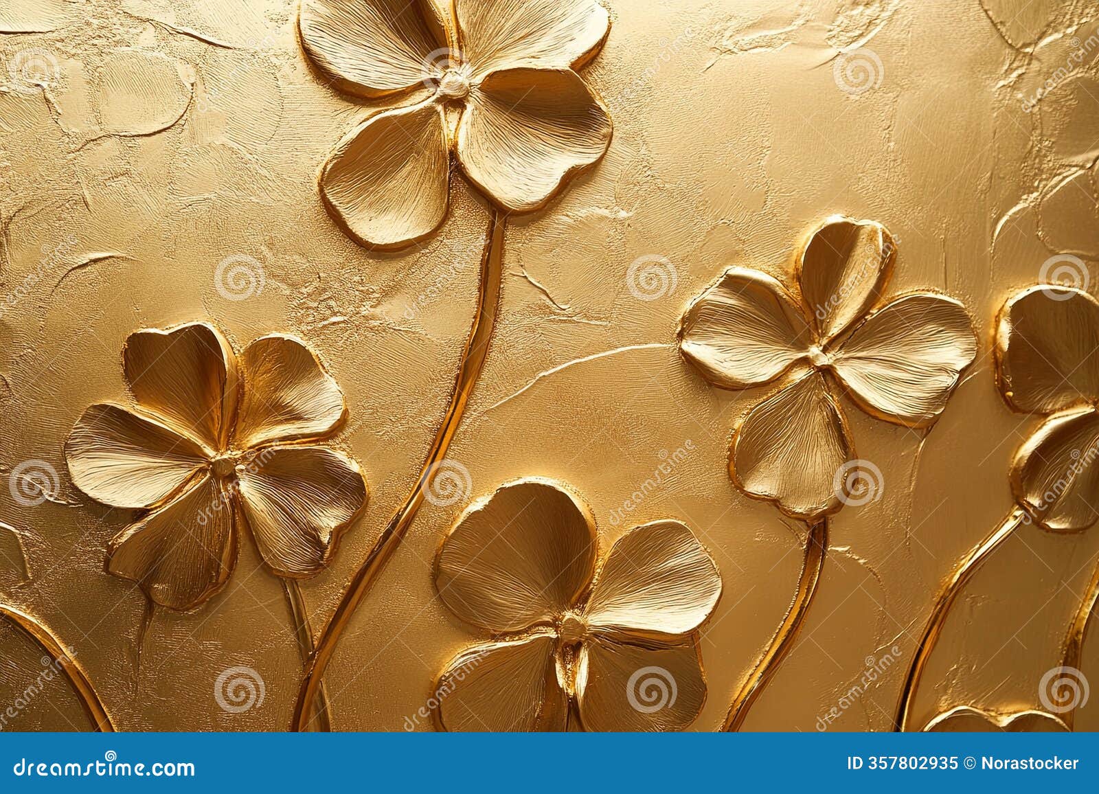 Volumetric Stucco Panel of Clover in Gold. Art Stock Image - Image of ...