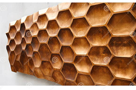 Volumetric Stucco Panel of Honeycomb Patterns in Matte Copper. Art Stock Illustration ...