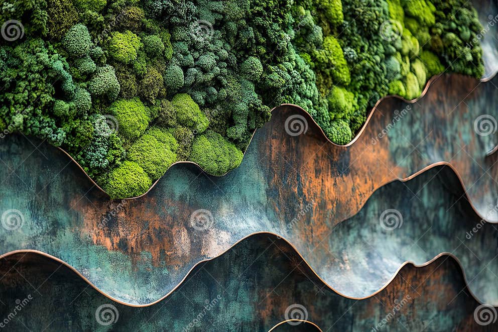 Volumetric Stucco Panel of Moss Layers in Polished Copper. Art Stock Image - Image of blossoms ...