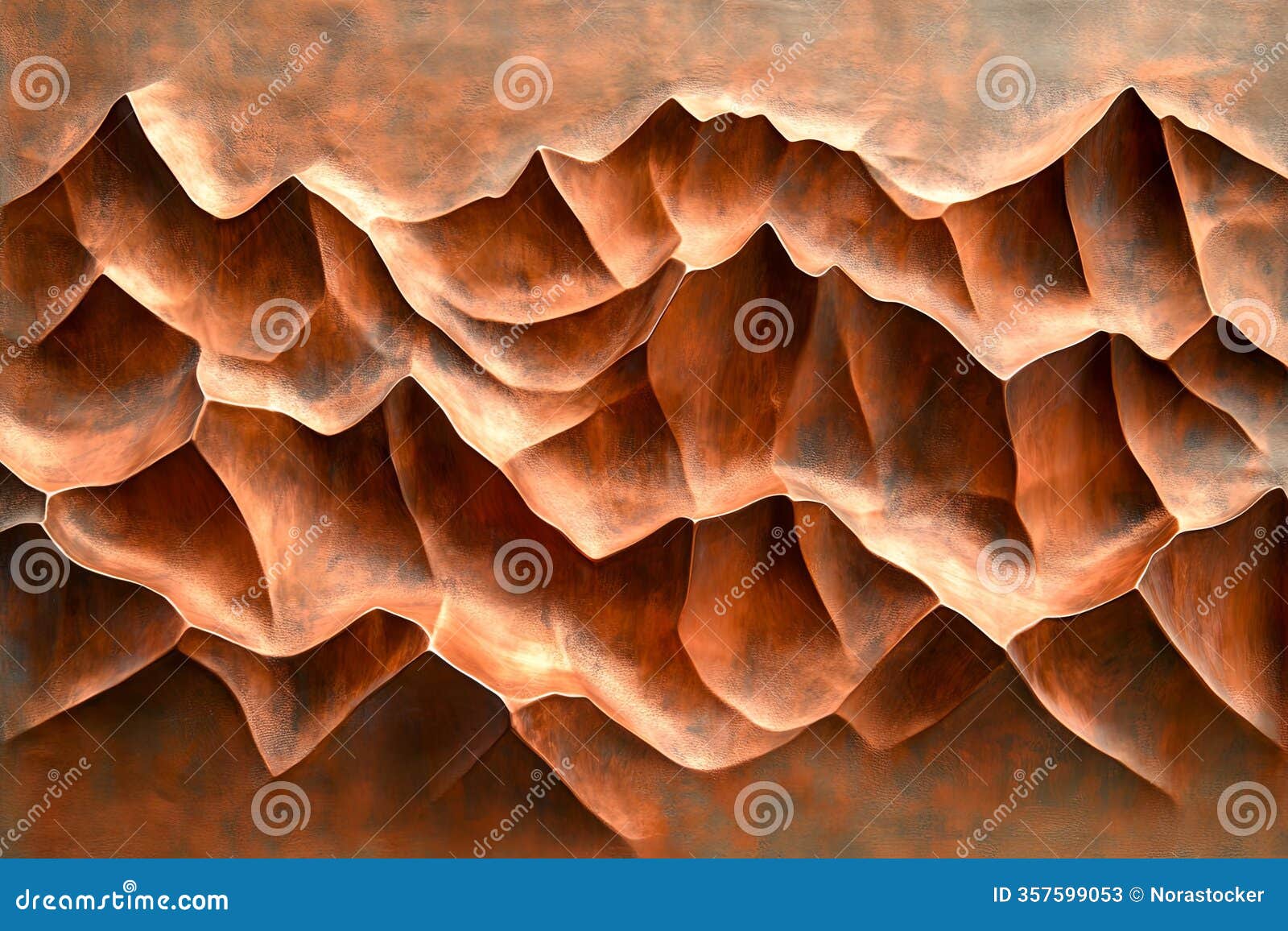 Volumetric Stucco Panel of Mountain Ridges in Frosted Copper. Art Stock ...