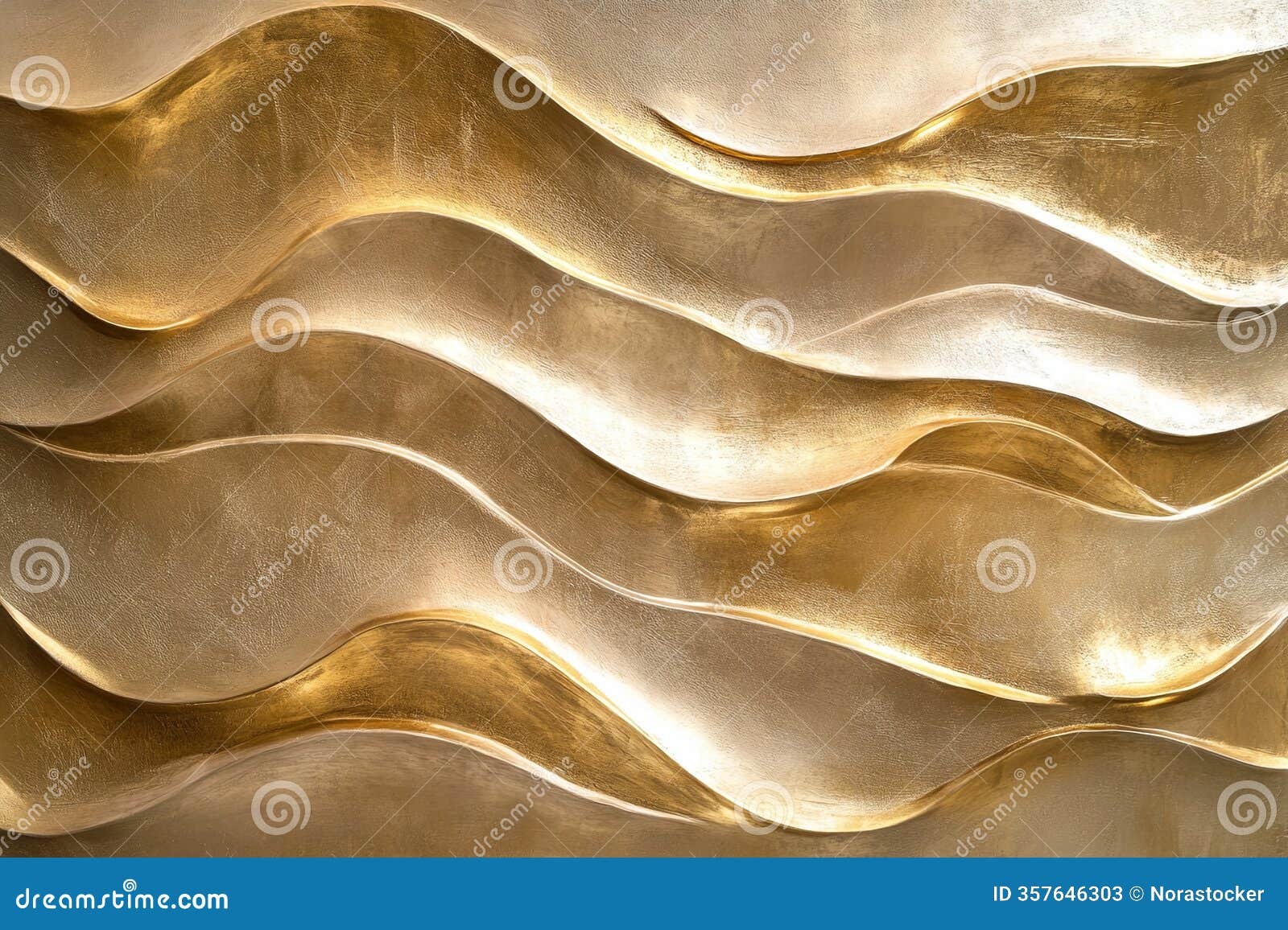 Volumetric Stucco Panel of Ocean Waves in Champagne Gold. Art Stock ...