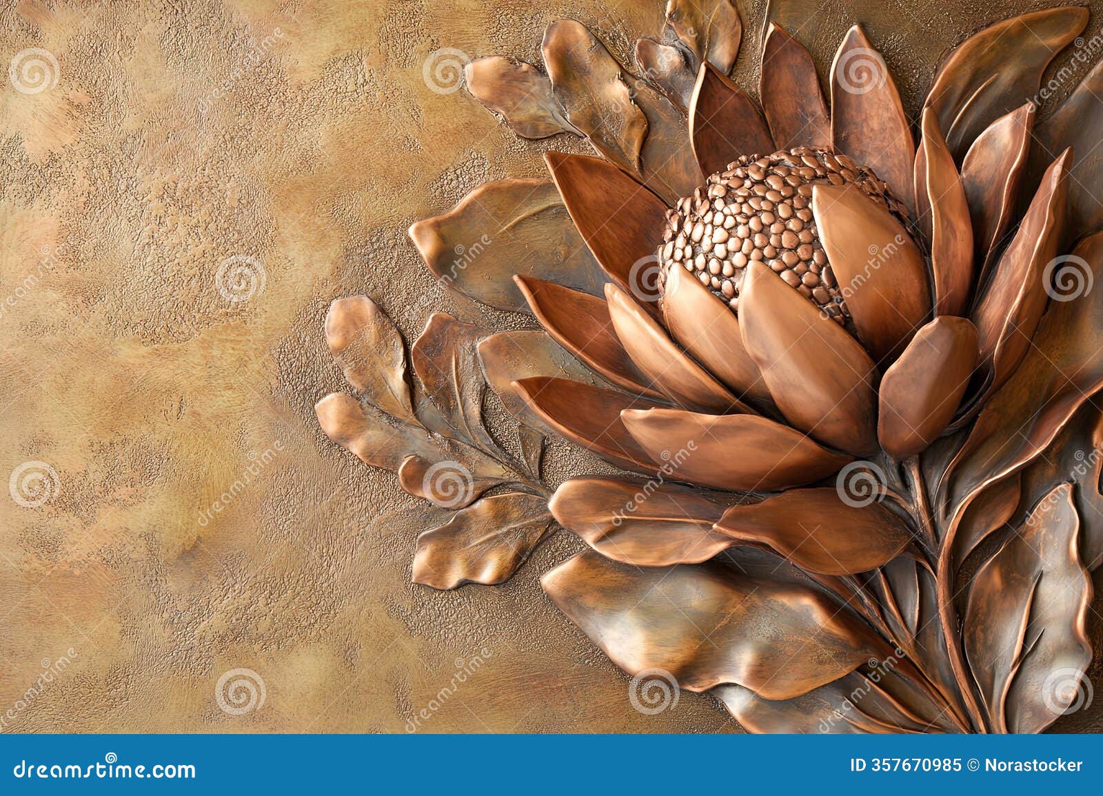 Volumetric Stucco Panel of Protea in Copper. Art Stock Image - Image of ...