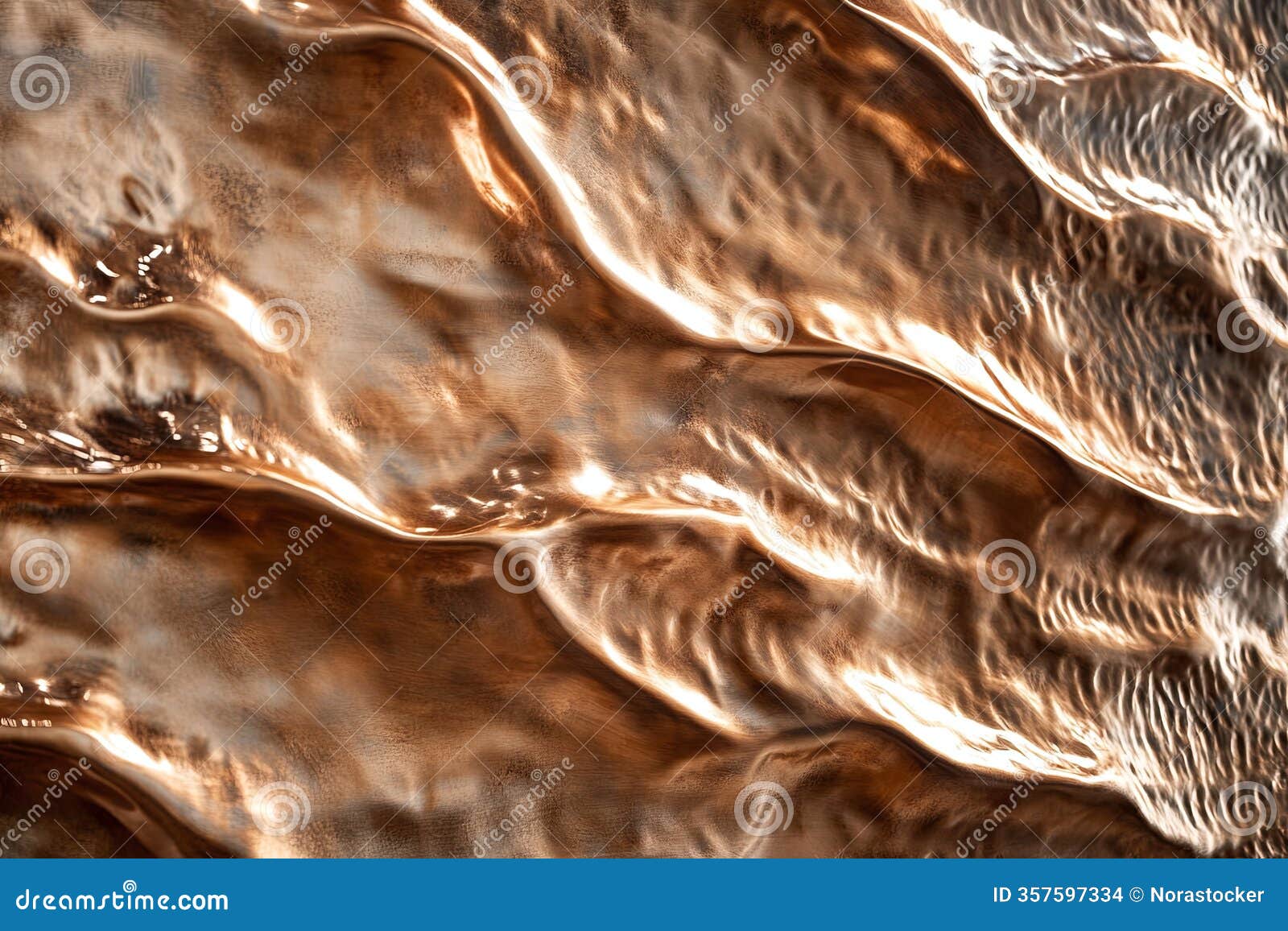 Volumetric Stucco Panel of River Textures in Polished Copper. Art Stock ...