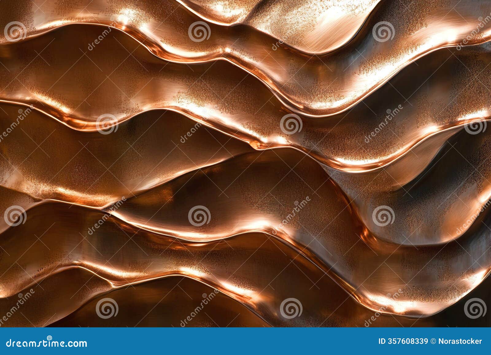 Volumetric Stucco Panel of River Textures in Polished Copper. Art Stock ...
