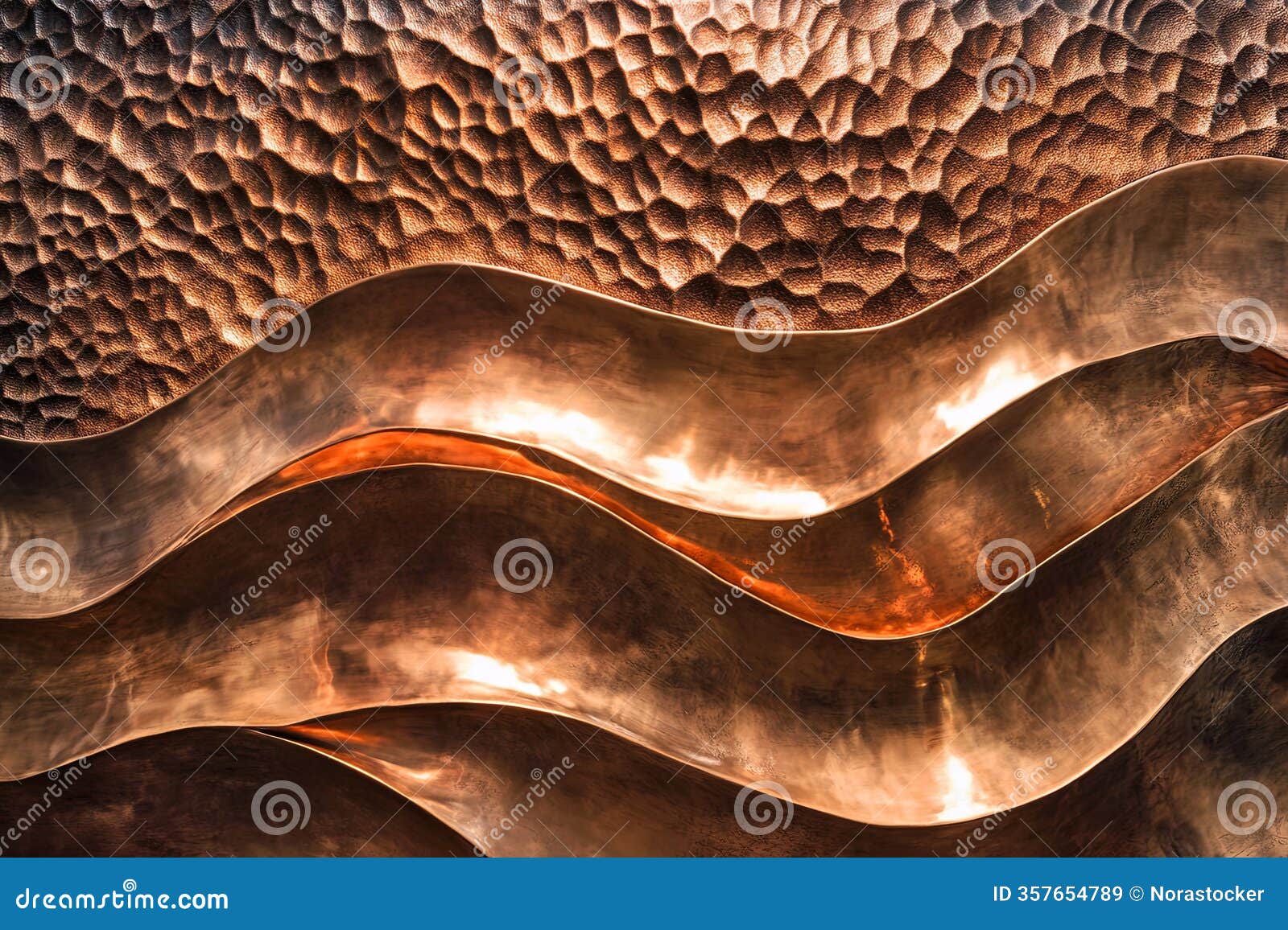 Volumetric Stucco Panel of River Textures in Polished Copper. Art Stock ...