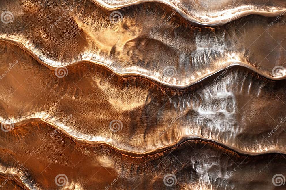 Volumetric Stucco Panel of River Textures in Polished Copper. Art Stock ...