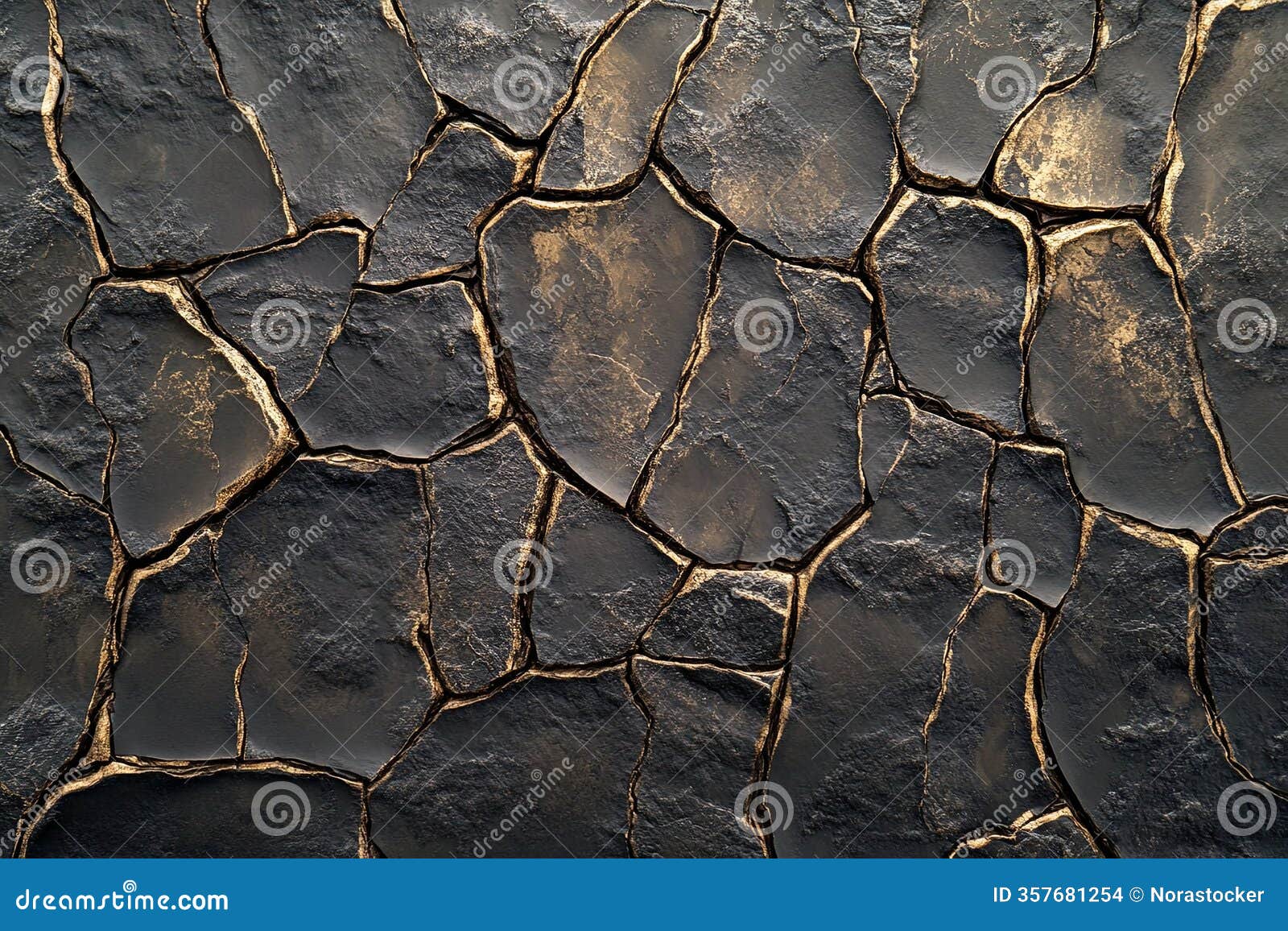 Volumetric Stucco Panel of Stone Cracks in Frosted Bronze. Art Stock ...