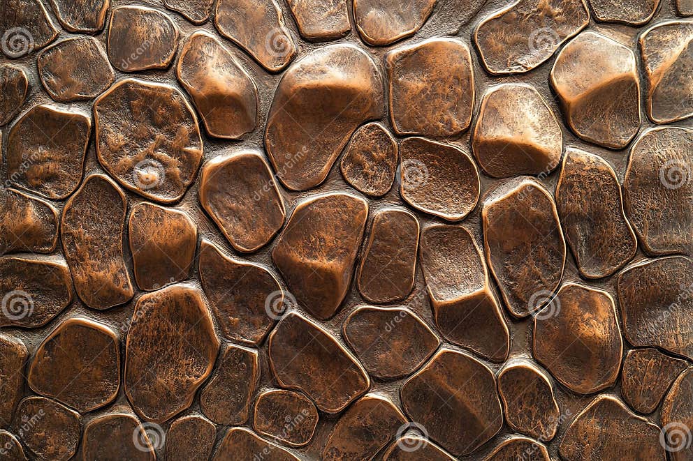 Volumetric Stucco Panel of Stone Textures in Aged Copper. Art Stock ...
