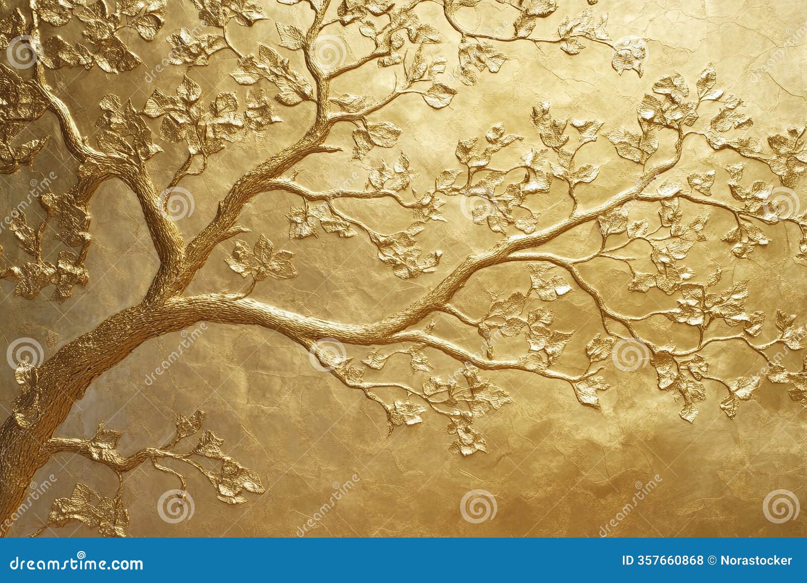 Volumetric Stucco Panel of Tree Canopies in Satin Gold. Art Stock Photo ...