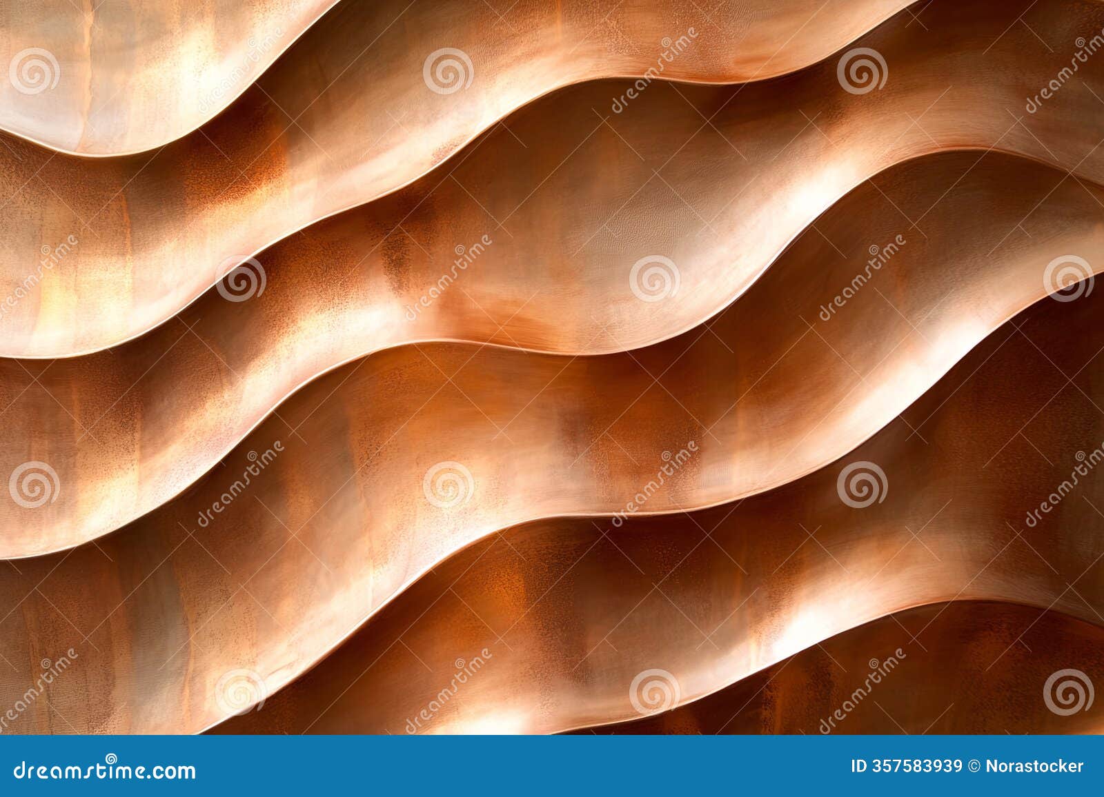 Volumetric Stucco Panel of Wave Crests in Satin Copper. Art Stock ...