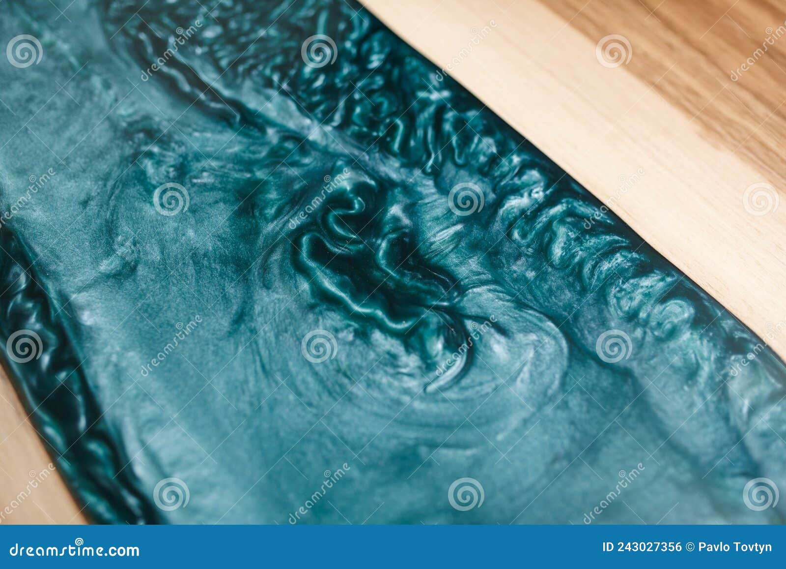 Volumetric Texture of Blue Epoxy Resin on a Wooden Table Stock Photo ...