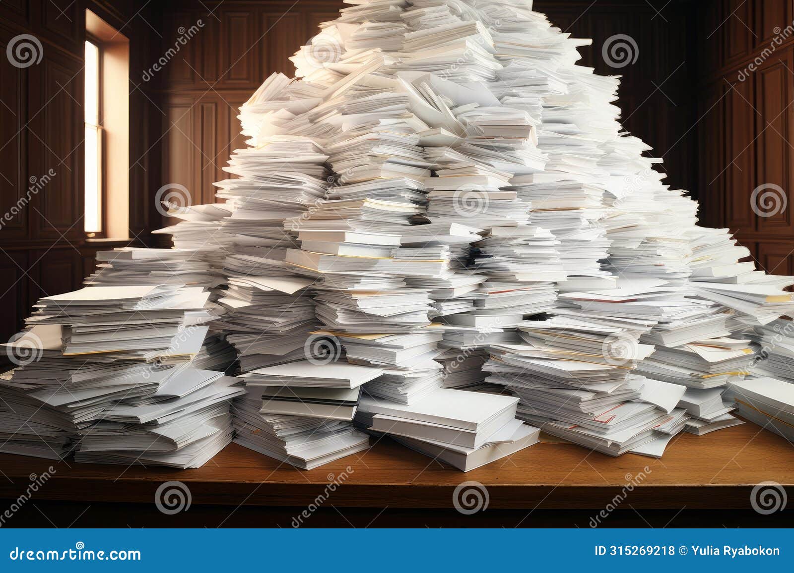 Voluminous Stack Paper Office File. Generate AI Stock Illustration ...