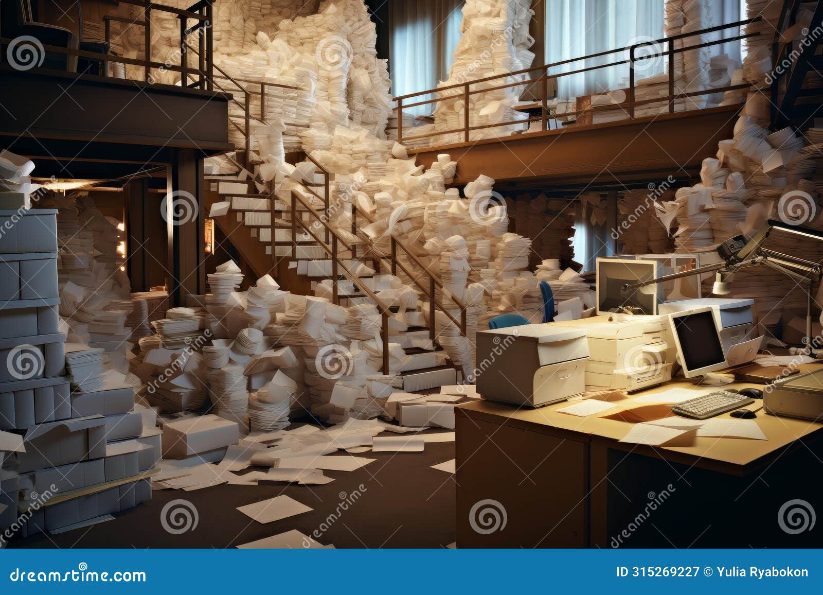 Voluminous Stack Paper Office File. Generate AI Stock Illustration ...