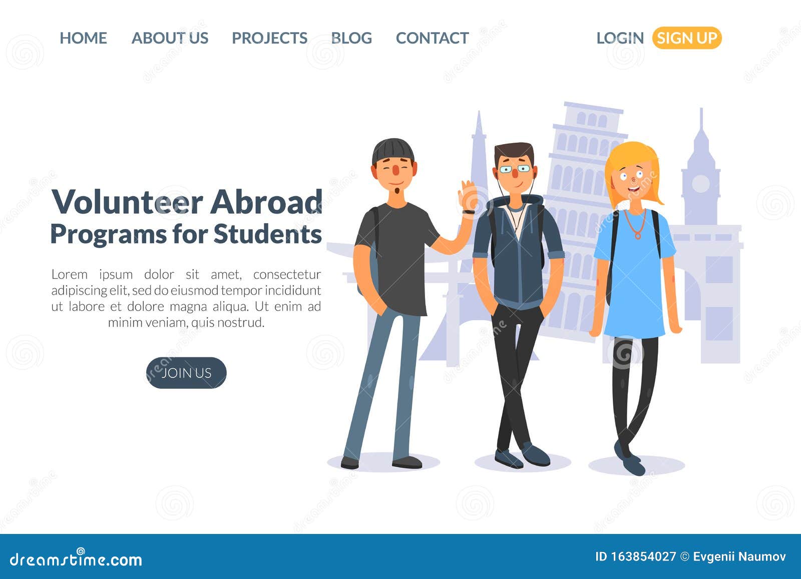Volunteer Abroad, Programs for Students Landing Page Template ...